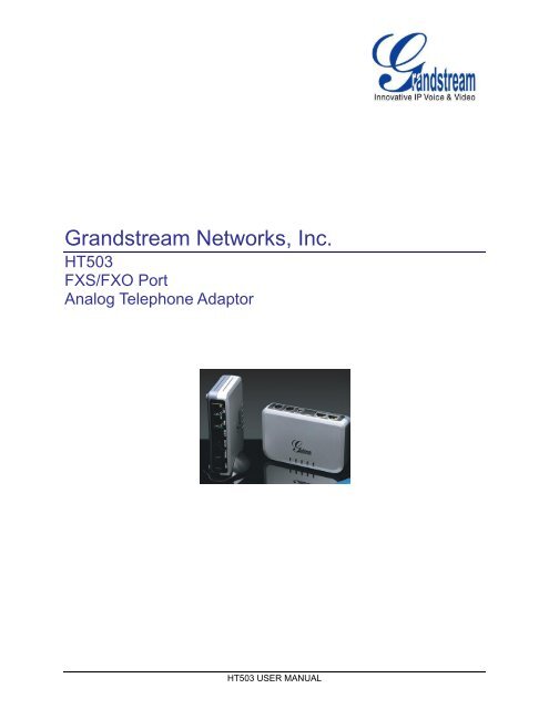 HT503 User Manual - Grandstream Networks