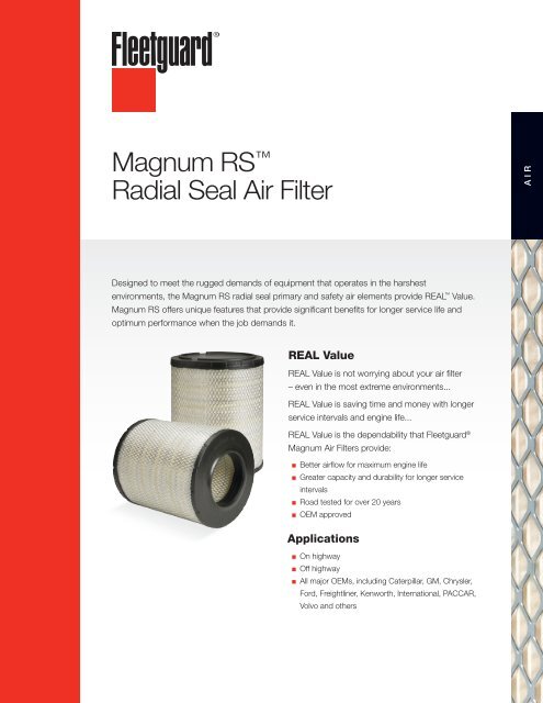 Magnum RS™ Radial Seal Air Filter - Cummins Filtration