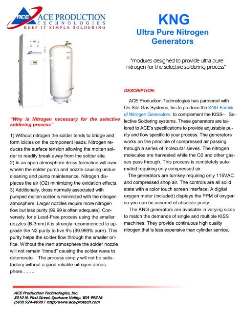 Nitrogen Generator Data Sheet - ACE Production Technologies