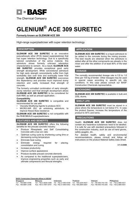 glenium ace 309 suretec - BASF Construction Chemicals ASEAN