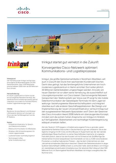 trinkgut startet gut vernetzt in die Zukunft Konvergentes Cisco ...