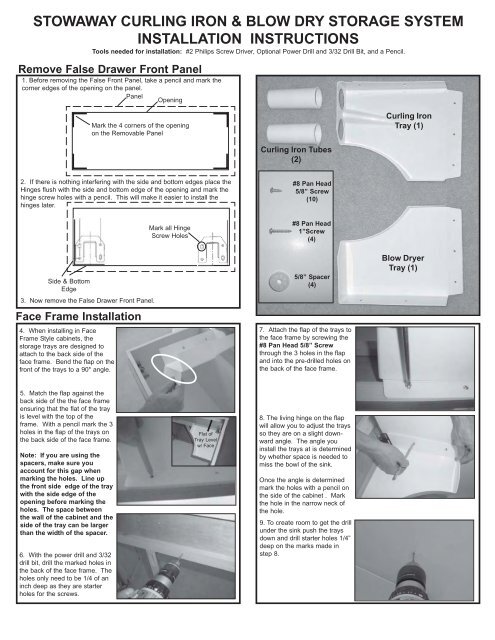 Installation Instructions - Stowaway Products
