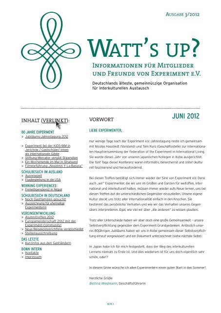 WATT'S UP? - Experiment eV