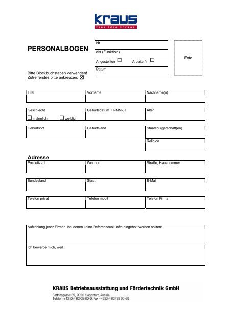 PERSONALBOGEN