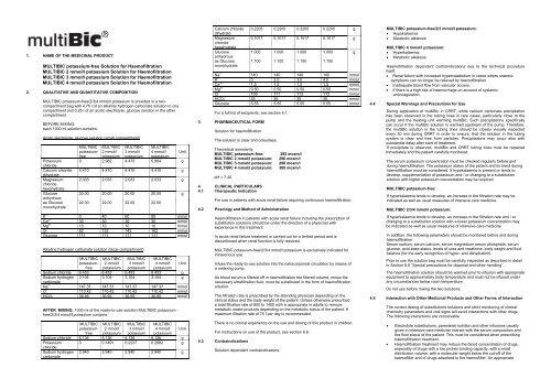 MULTIBIC potassium-free Solution for Haemofiltration MULTIBIC 2 ...
