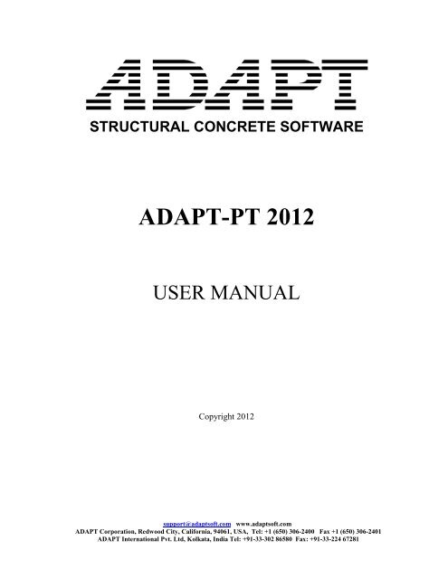 structural concrete software adapt-pt 2012 - ADAPT Corporation