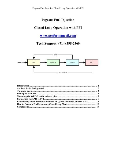 Pegasus Fuel Injection Closed Loop Operation ... - Performance FI