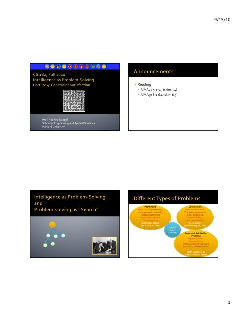 Lecture 4: Constraint Satisfaction Problems - Harvard University