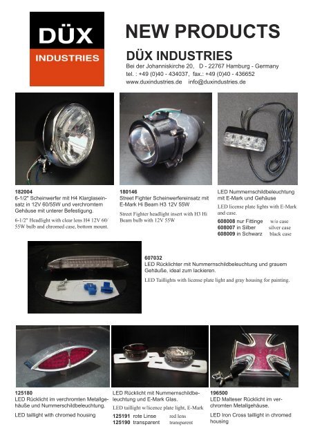 NEW PRODUCTS - düx industries