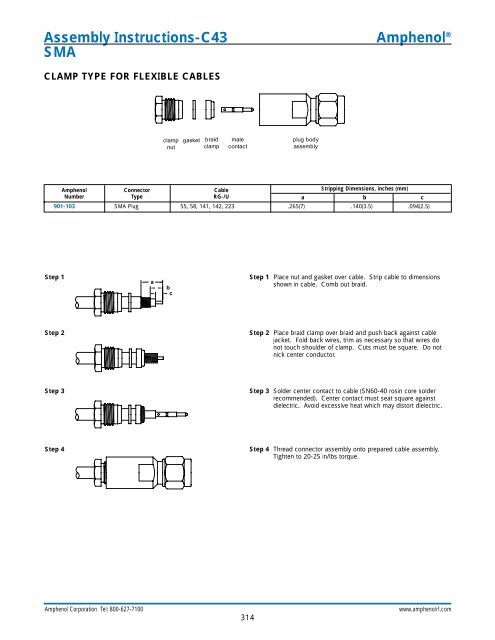 Assembly Instructions-C43 Amphenol® SMA - Amphenol RF