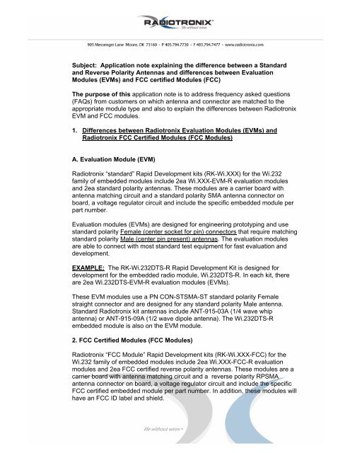 Differences Between Evm And Fcc Modules Radiotronix