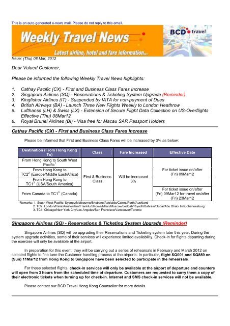 BCD Travel Hong Kong Contact - Jebsen Travel Management Limited