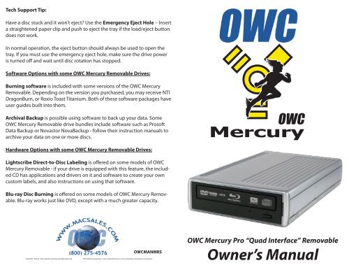 OWC Mercury Pro “Quad Interface” Removable Owner's Manual