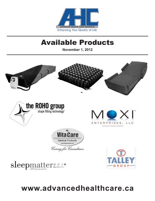 roho and surfaces available products list - Advanced Health Care ...