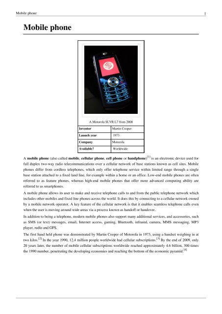 Mobile phone - Index of