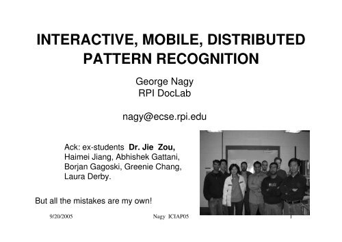Interactive Mobile Distributed Pattern Recognition