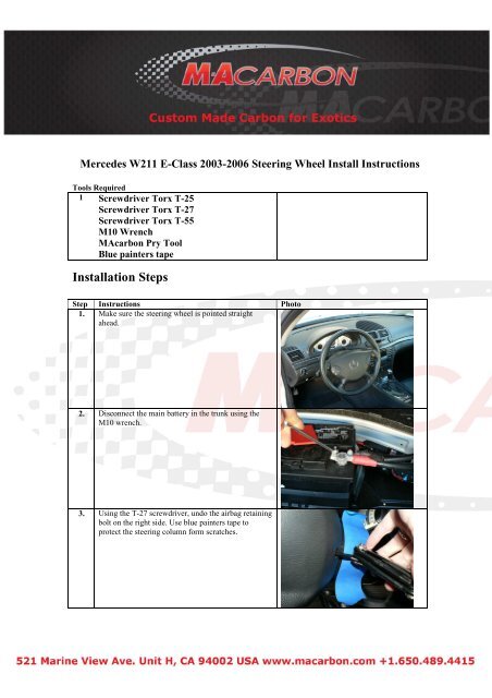 W211 Steering Wheel Install Instructions - MAcarbon
