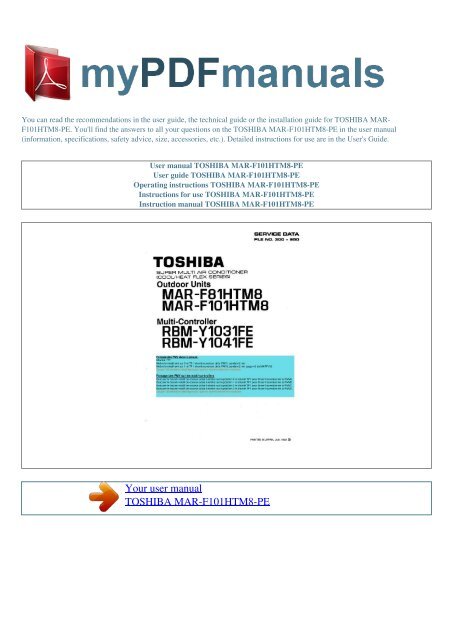 User manual TOSHIBA MAR-F101HTM8-PE