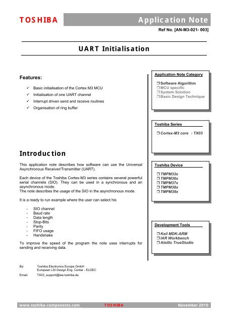 TOSHIBA Application Note - Toshiba Components