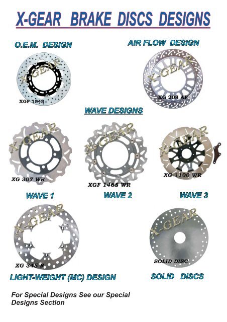 X-GEAR BRAKE DISCS DESIGNS