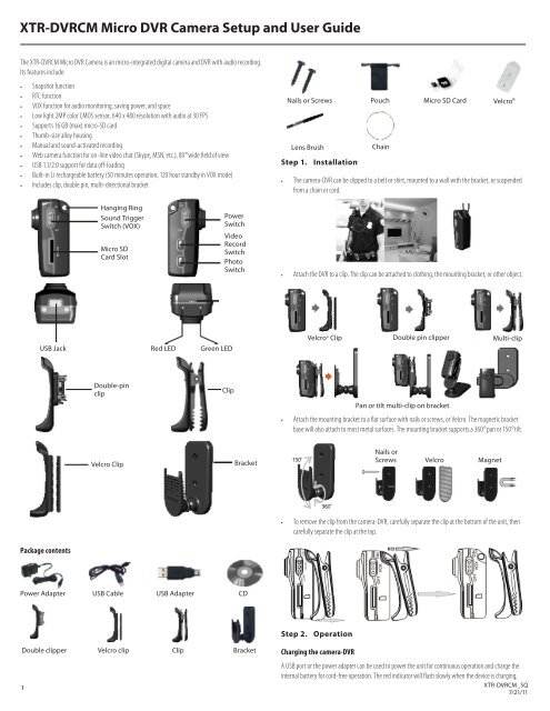 XTR-DVRCM Micro DVR Camera Setup and User Guide