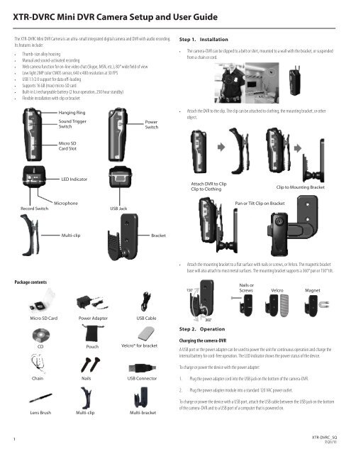 XTR-DVRC Mini DVR Camera Setup and User Guide