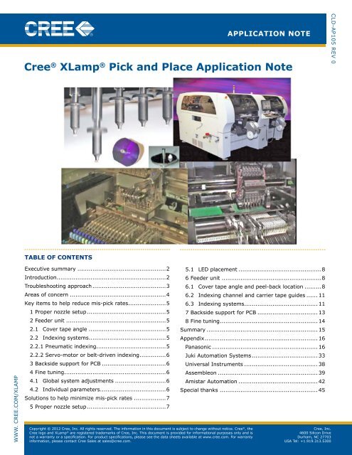 cree® Xlamp® pick and place Application note - Cree, Inc.
