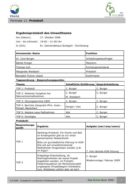 Formular 11: Protokoll Ergebnisprotokoll des ... - 00:00 / 00:00