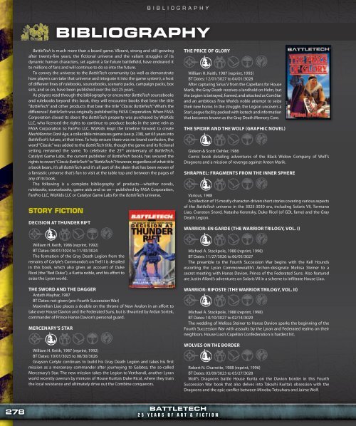 BIBLIOGRAPHY - BattleTech - Catalyst Game Labs