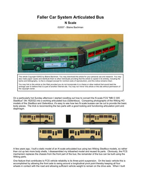 Faller Car System Articulated Bus
