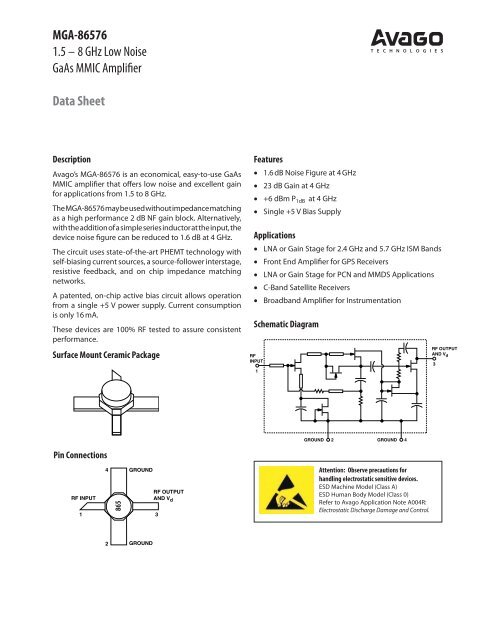 Gps mmic rf amplifier