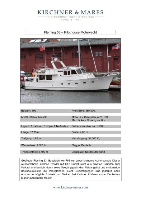 Fleming 53 - Kirchner & Mares – International Yacht Brokerage