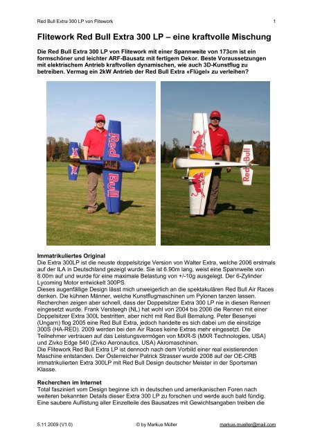 Flitework Red Bull Extra 300 LP – eine kraftvolle Mischung