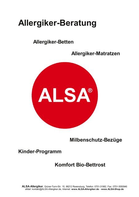 ALSA-Katalog - ALSA Allergiker