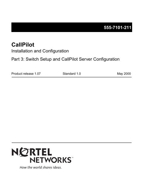 CallPilot Installation and Configuration Part 3: Switch Setup and ...
