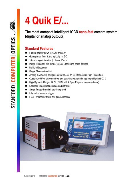 Datasheet 4 Quik E - Stanford Computer Optics