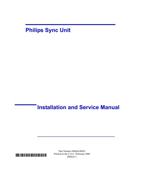 Philips Sync Unit Installation and Service Manual