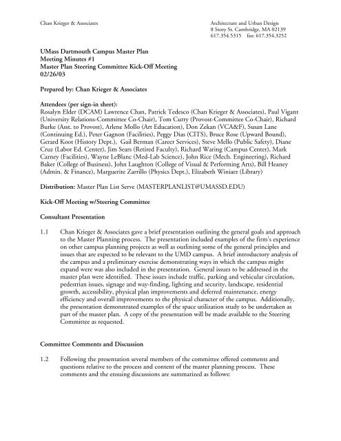 UMD0216ST1 UMass Dartmouth Campus Master Plan