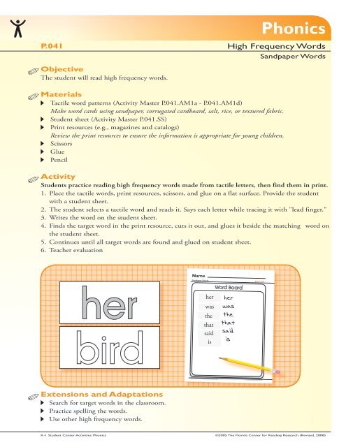 Phonics - The Florida Center for Reading Research