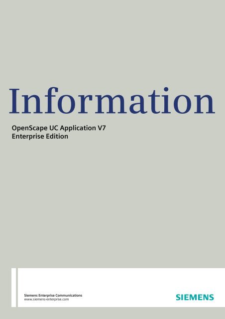 OpenScape UC Application V7 Enterprise Edition - Siemens ...