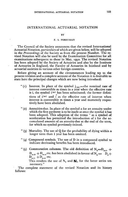 INTERNATIONAL ACTUARIAL NOTATION - Casualty Actuarial Society