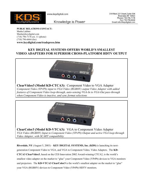 offers world's smallest video adapters for superior cross - Key Digital