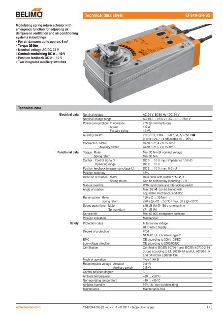 Technical data sheet EF24A-SR-S2 - Belimo