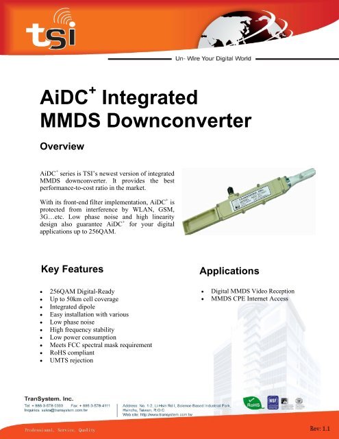 AiDC + Integrated MMDS Downconverter Overview