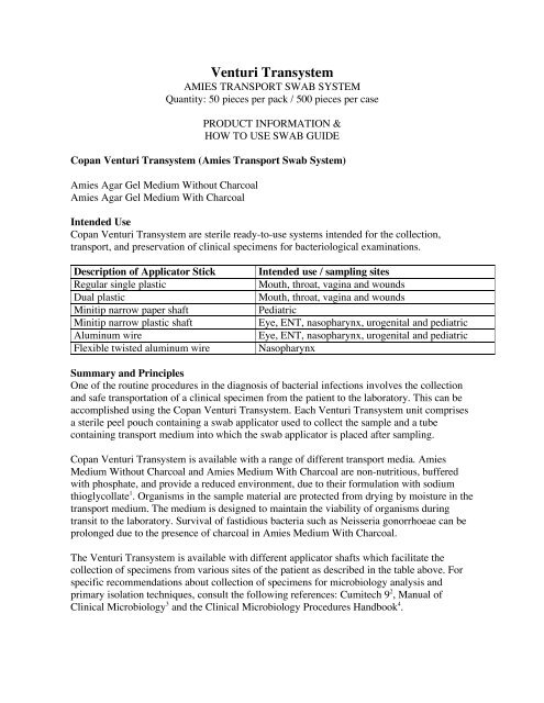 Venturi Transystem - Copan Diagnostics