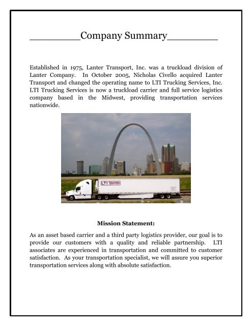 LTI Brochure - STL updated 5-5-11 - LTI Trucking Services