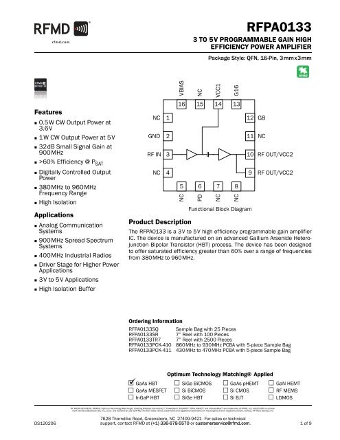 RFPA0133 - RF Micro Devices