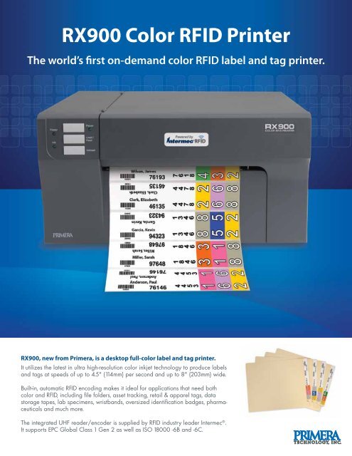 RX900 Color RFID Printer The world's first on ... - Label Printers