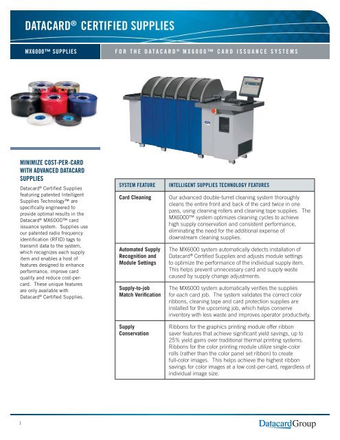 MX6000 Supplies DS.indd - Datacard