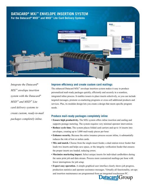DatacarD® mxi™ enveloPe InsertIon system
